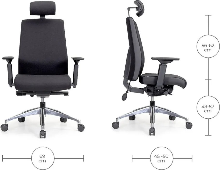 Ergonomická kancelářská židle MOSH Elite T3 Pro černá