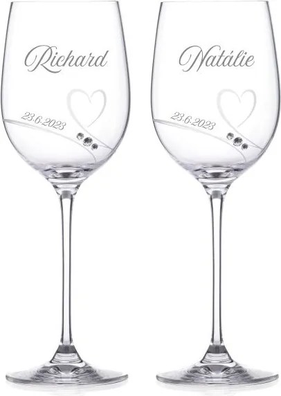 Svatební skleničky na víno Diamante Romance s krystaly Swarovski 2 ks