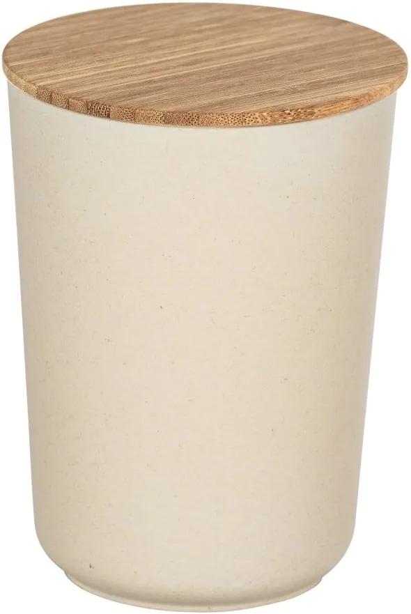 Béžový úložný box s bambusovým víkem Wenko Bondy, 700 ml