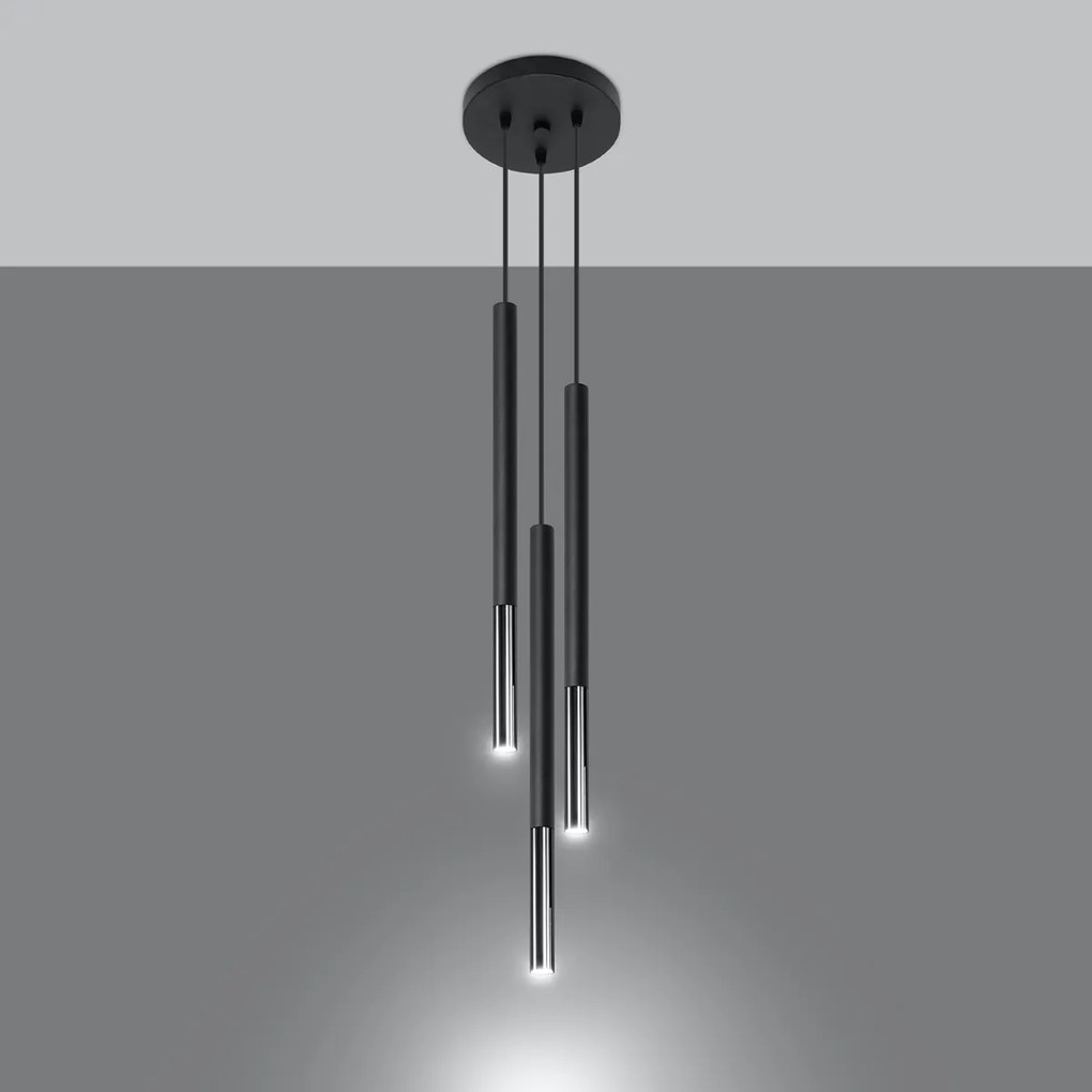 Sollux Lighting Závěsné svítidlo MOZAICA 3P Černá/chromové