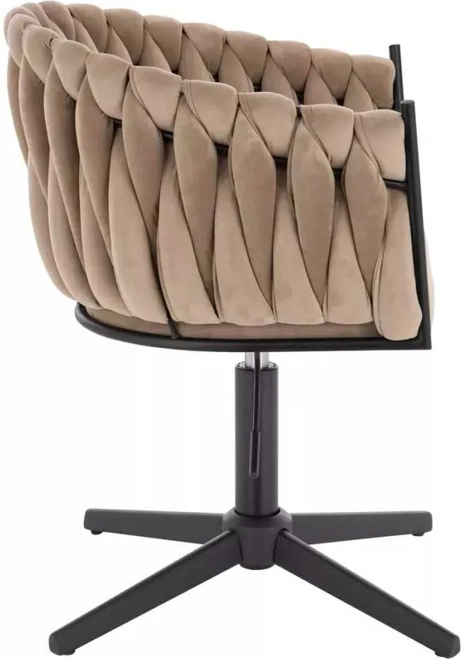 LuxuryForm DESIGN Otočná židle NORDEN VELUR na černém kříži - latte