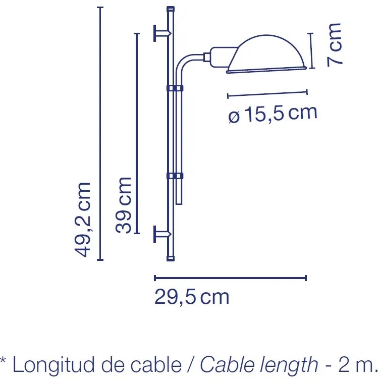 Marset A641-447 Funiculí A, nástěnná lampa nadčasového designu, 1xE14, terracota RAL 0504050, výška 49,2cm
