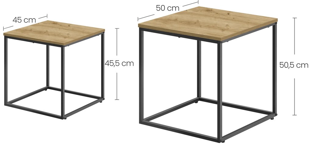 Sada 2ks konferenčních stolků QUADRO, dekor dub artisan