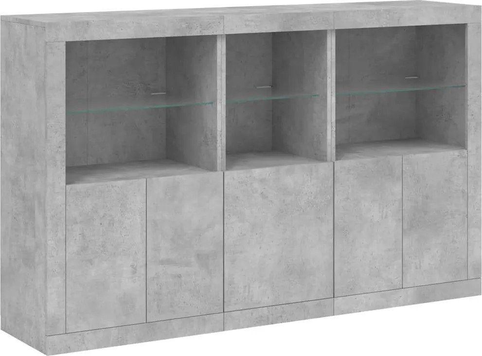 Příborník s LED osvětlením betonově šedý 162 x 37 x 100 cm 3209145