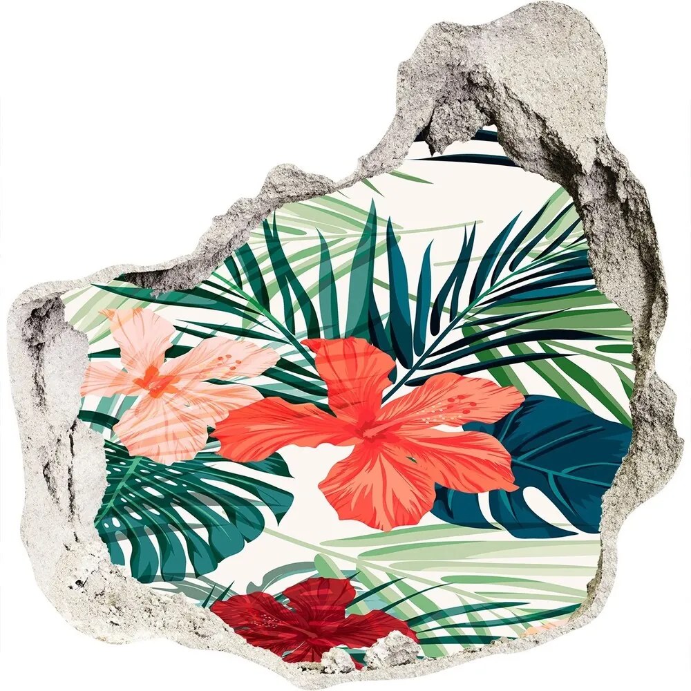 Wallmuralia 3D díra nálepka Tropické květiny 75x75 cm
