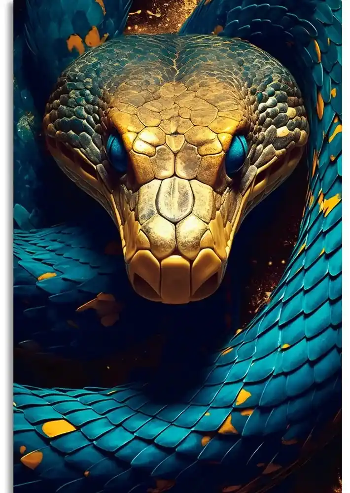 Obraz modro-zlatý had - 40x60 | BIANO