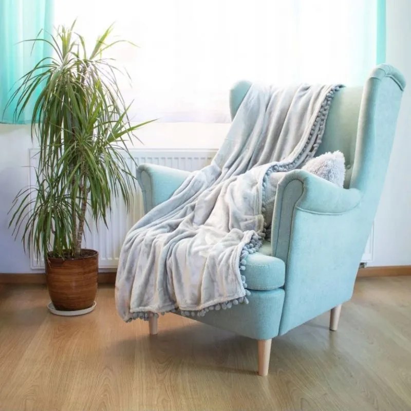 Deka 160x200 cm s bambulemi SPRINGOS BOHO světle šedá