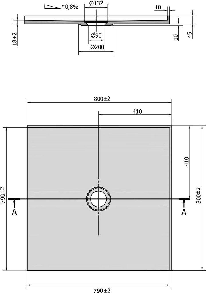Polysan MIRAI 80 x 80 cm 73182 sprchová vanička litý mramor