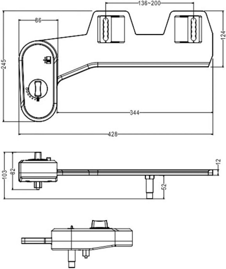 Aqualine Aqualine, EASY CLEANING přídavný bidet na studenou vodu, polypropylen, MT002