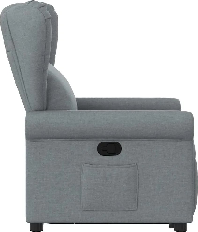 Zvedací polohovací křeslo světle šedé textil 3303374