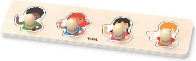 Dřevěné puzzle s úchyty pro nejmenší Viga Barvy pleti