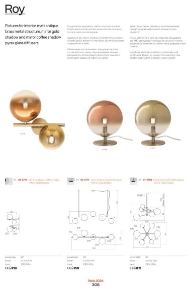 Redo 01-2784 - Stolní lampa ROY 2xG9/10W/230V