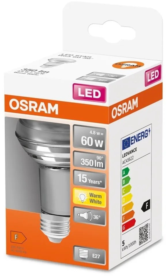 Kvalitní LED žárovka E27 4,8 W STAR, teplá bílá