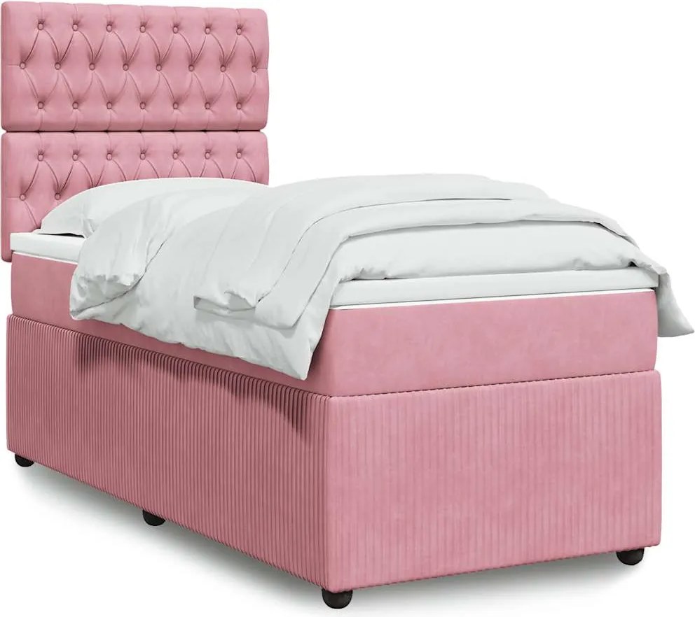 Box spring postel s matrací růžová 100x200 cm samet 3292273