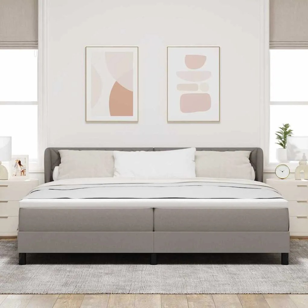 Postel s boxspringem s čelo Taupe 200 x 200 cm textil 3340112