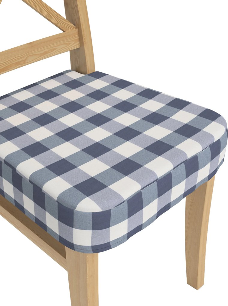 Sedák na židli IKEA Ingolf barva tmavě modrá látka vzorované
