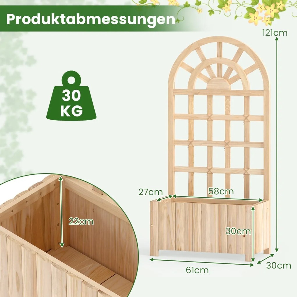 Costway Květinový truhlík s mříží a mřížovina a drenážní truhlík pro popínavé
