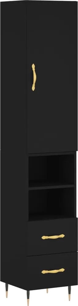 vidaXL Skříň highboard 34,5 x 34 x 180 cm kompozitní dřevo [3198898] Barva: Černá