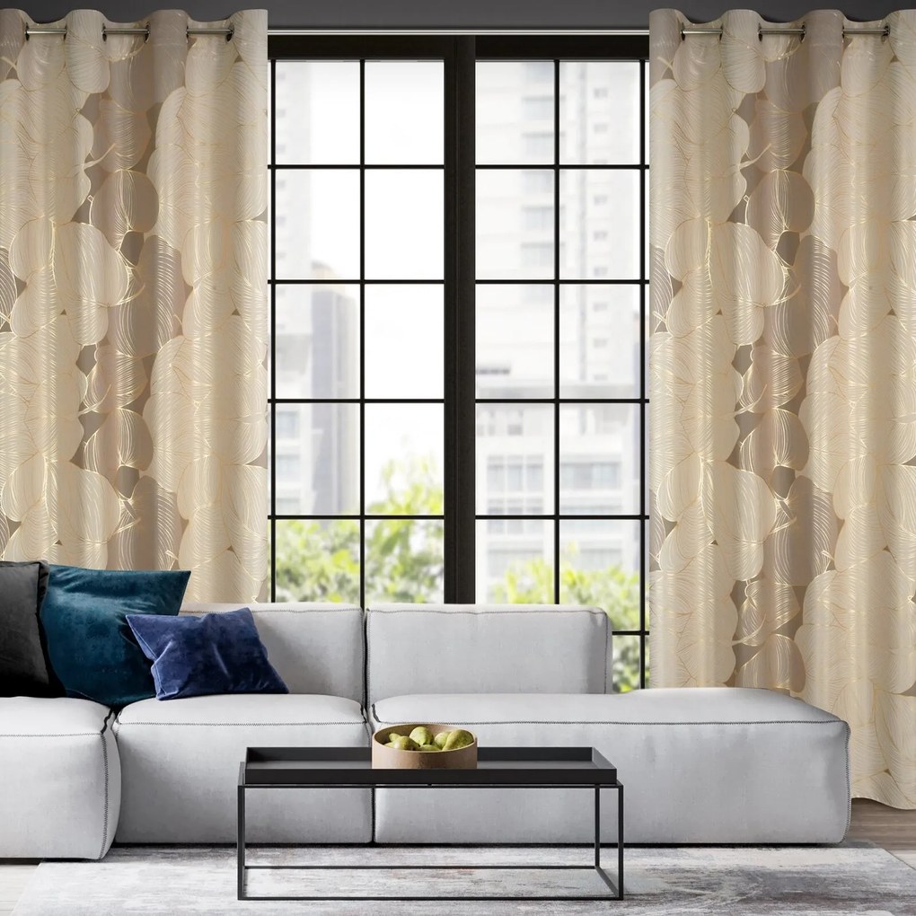 ZATEMŇOVACÍ ZÁVĚS NA KROUŽCÍCH FREESIA 140X250 CM BÉŽOVÁ