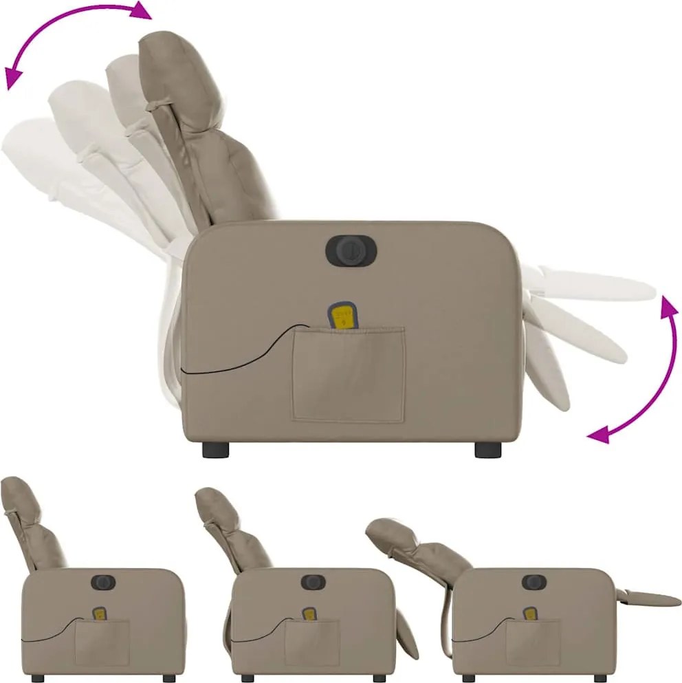 Elektrické masážní polohovací křeslo cappuccino umělá kůže 3206748