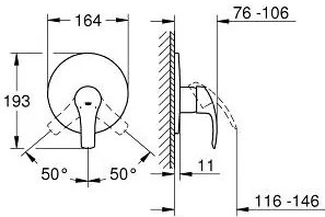 GROHE EUROSMART baterie podomítková sprchová, chrom, 19451002