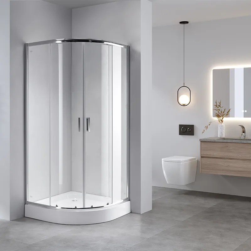 BPS-koupelny Čtvrtkruhový sprchový kout HYD-RK94A 80x80 cm chrom/transparent + vanička HYD-RSV-SXL01A bílá
