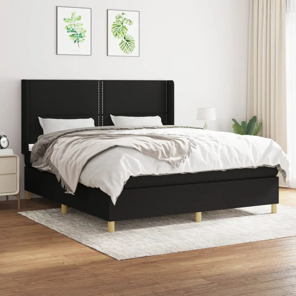 Box spring postel s matrací černá 180x200 cm textil 3131931