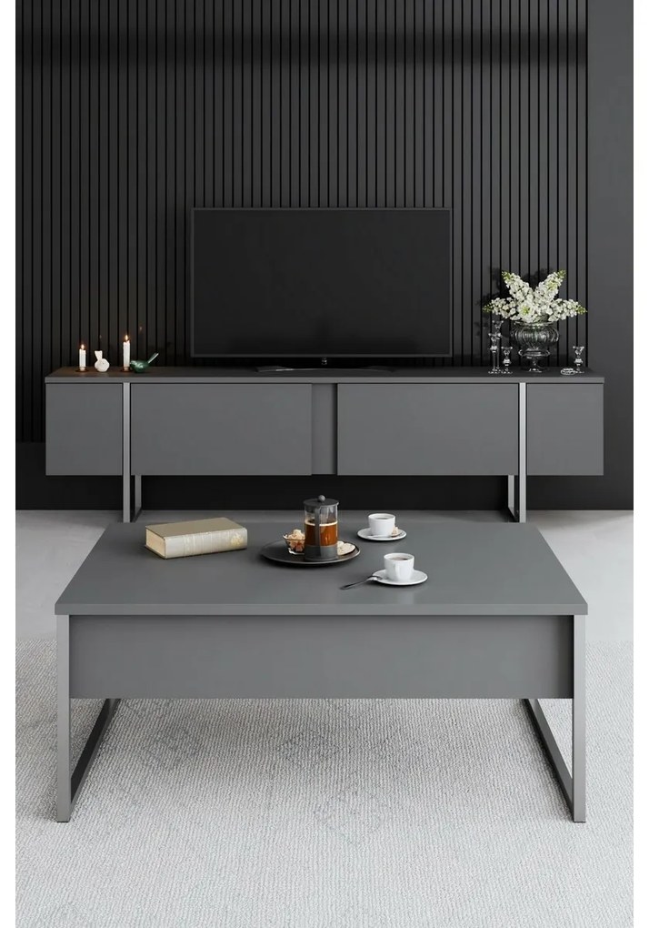 Konferenční stolek Luxe Anthracite and Silver