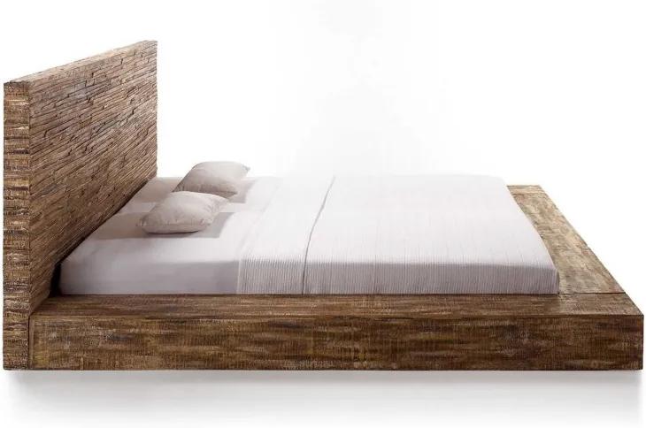 Rustikální dřevěná postel z masivního manga Strippes 180x200