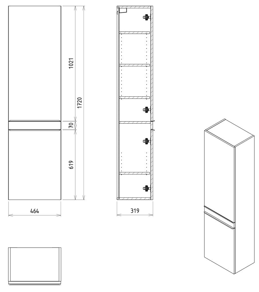 Sapho SITIA skříňka vysoká 46,7x172x32cm, 2x dvířka, levá/pravá, borovice rustik SI450-1616