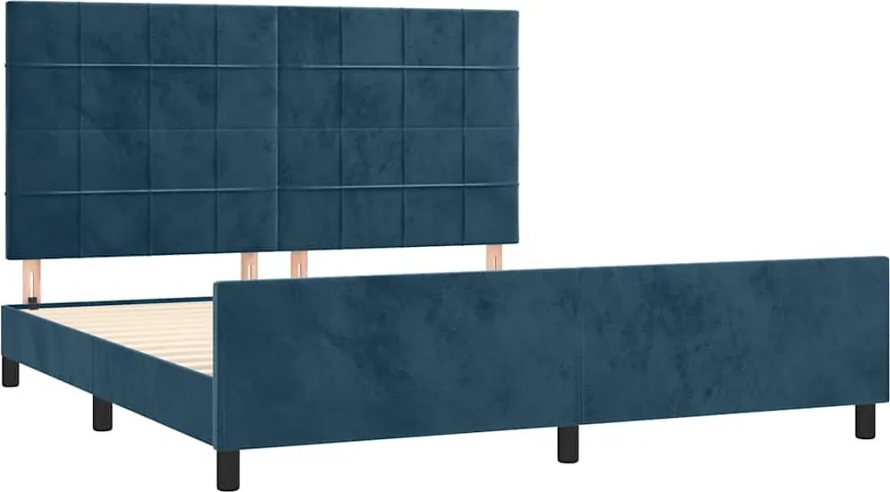 Rám postele s čelem tmavě modrý 180x200 cm samet 3125773