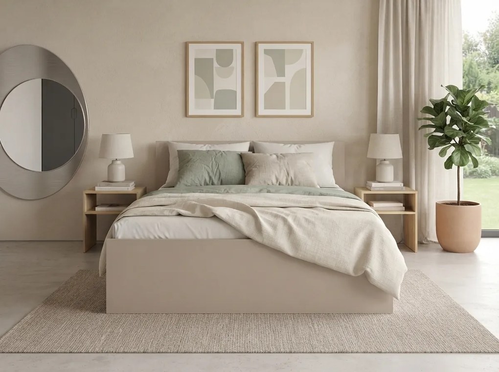 Postel ELISA 160 x 200 cm, kašmírově béžová Rošt: Bez roštu, Matrace: Matrace Coco Maxi 20 cm