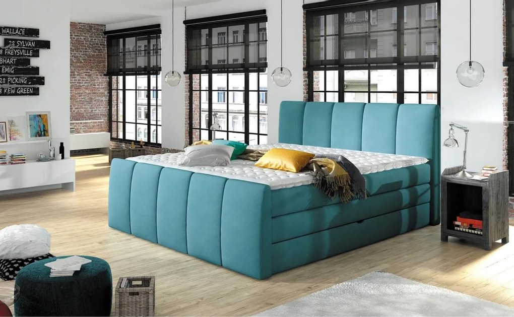 Luxusní box spring postel Form 140x200 Potah WSL : Potah Žinilka Amore 30 hnědá