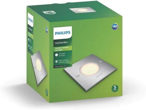 LED Venkovní bodové pojezdové svítidlo Philips Crust 17356/47/P0 chromové 2700K