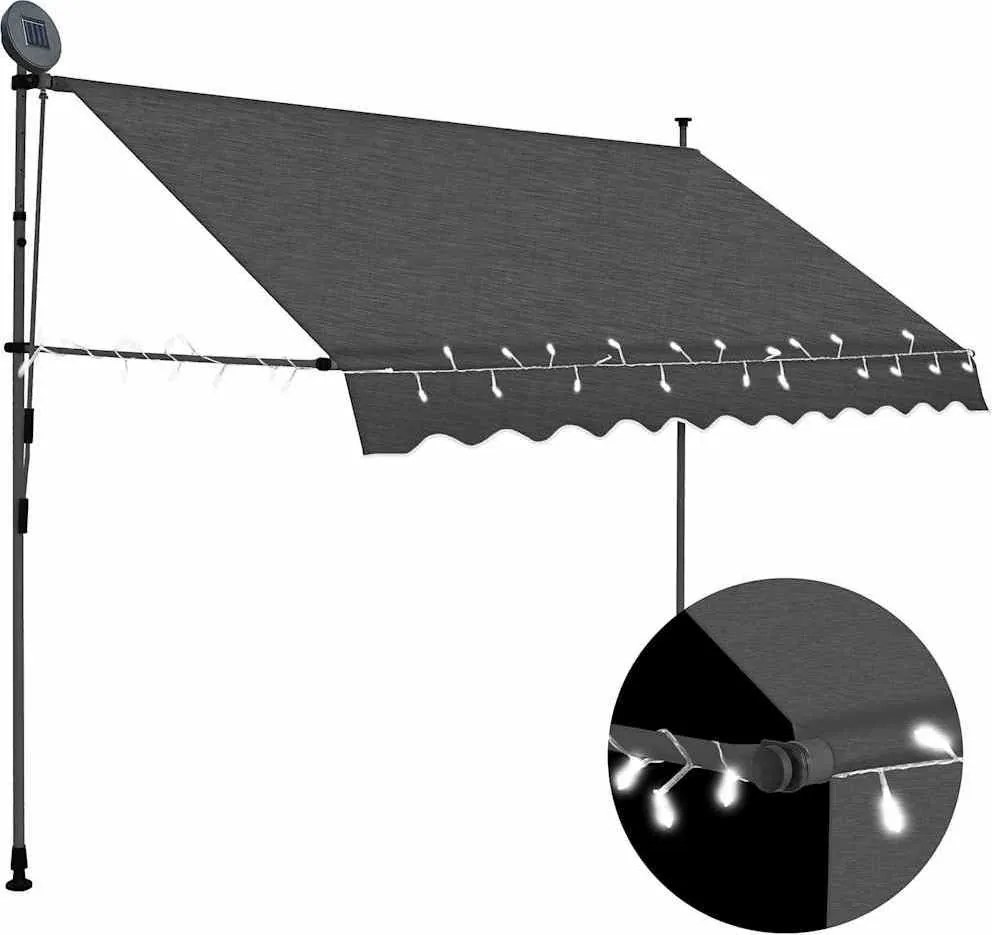 vidaXL Ručně zatahovací markýza s LED světlem 250 cm bílo [145865] Barva: krémová