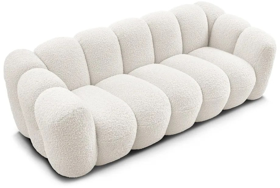Bílá pohovka z textilie bouclé 232 cm Hippolyte – Bobochic Paris
