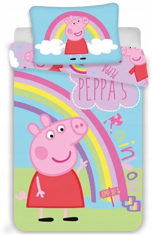 Textylia Bavlněné dětské povlečení do postýlky licenční  90x120cm / 40x60cm Prasátko Peppa Pig modré