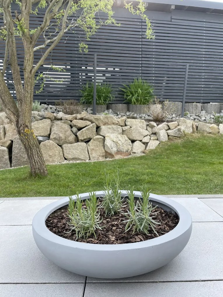 Okrasná miska PLANA, sklolaminát, Ø 54 cm, šedá