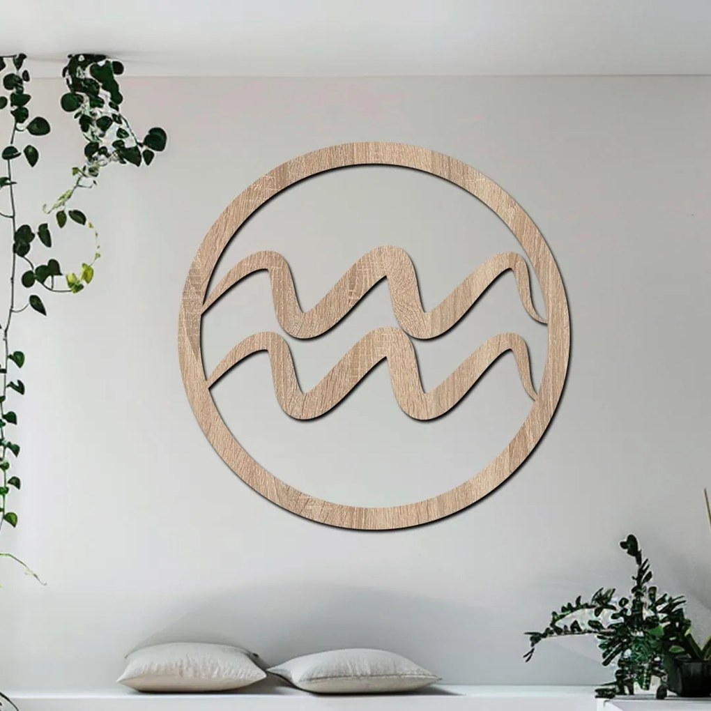 dřevo života Dřevěný obraz znamení zvěrokruhu Vodnář Rozměry (cm): 60x60, Barevný vzor: Bílá