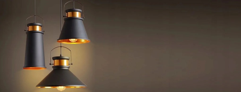 Toolight - Stropní svítidlo ASTI C 1xE27, černá-zlatá, OSW-00180