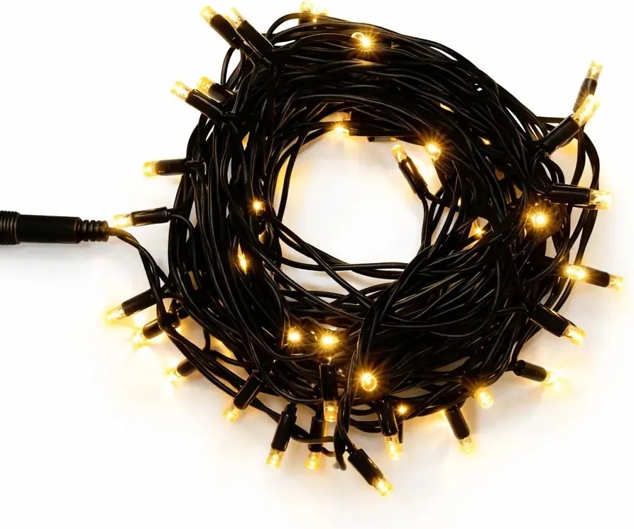 Easy Fix LED světelný řetěz, 20 m, venkovní, teple bílá, 120 diod, černý kabel, IP67