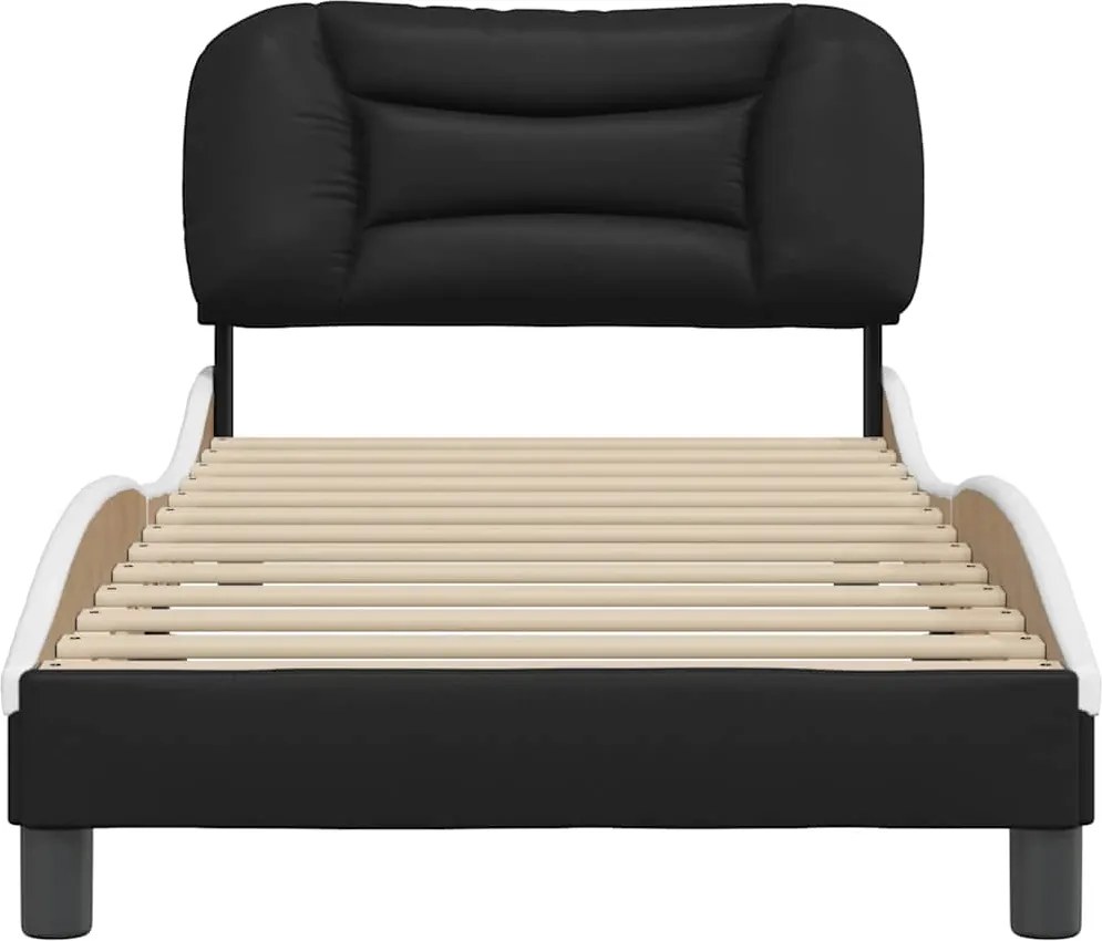 Rám postele bez matrace Hvar černý a bílý 80 x 200 cm umělá kůže 3207965