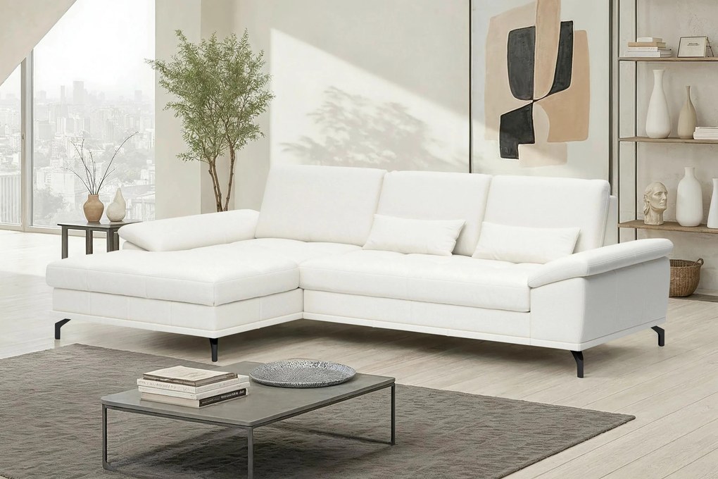 XXXLutz ROHOVÁ SEDAČKA, kůže, bílá Sit & More - Sedací soupravy - 000144039795