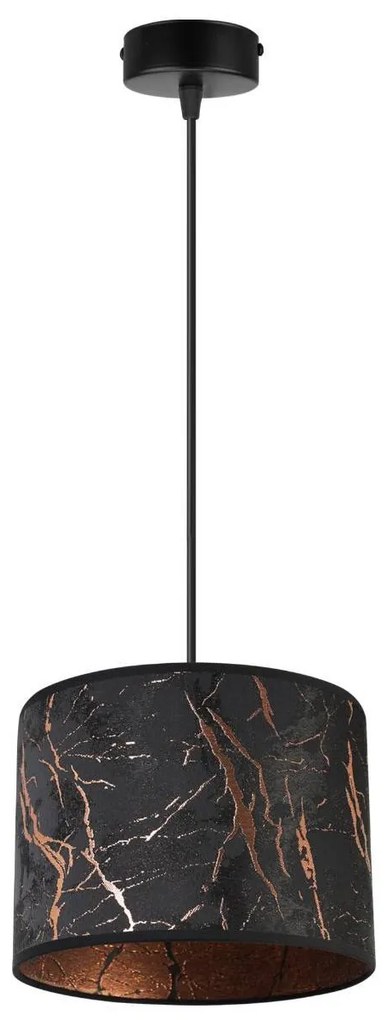 Závěsné svítidlo Werona 3, 1x černé textilní stínítko se vzorem, (fi 20cm), c