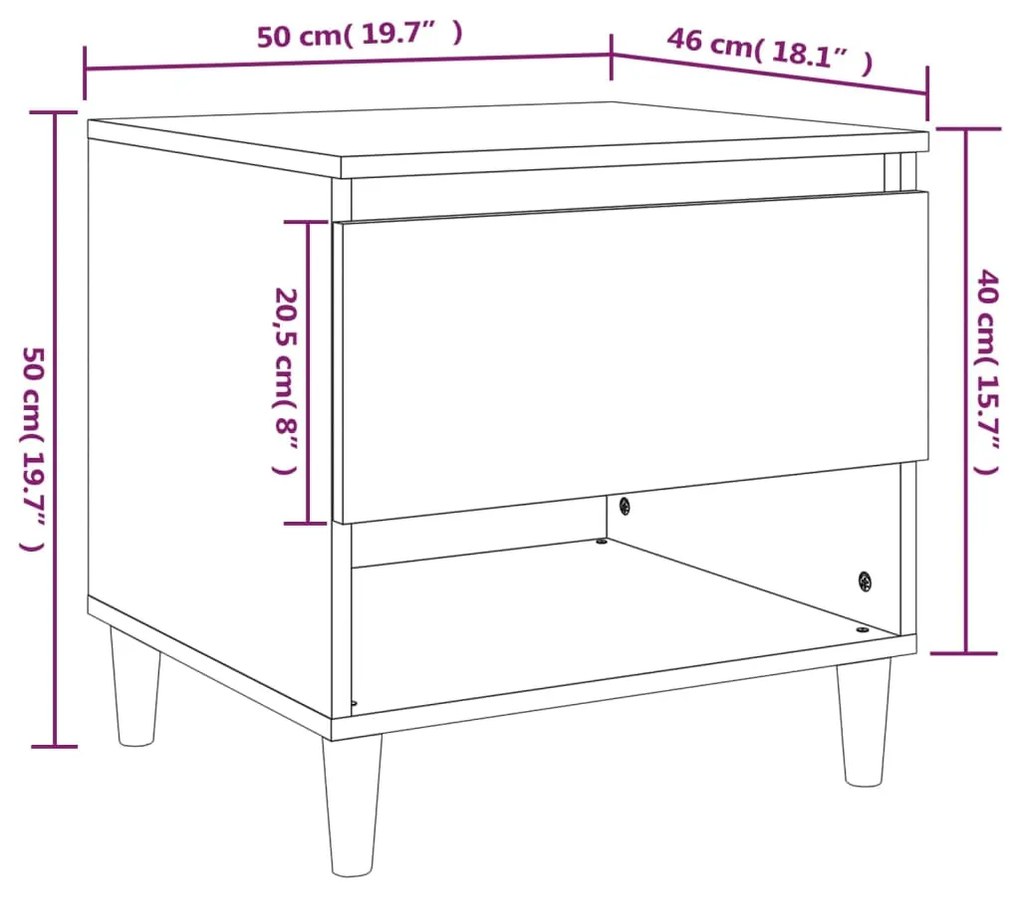 Noční stolek bílý 50 x 46 x 50 cm kompozitní dřevo - Default Title