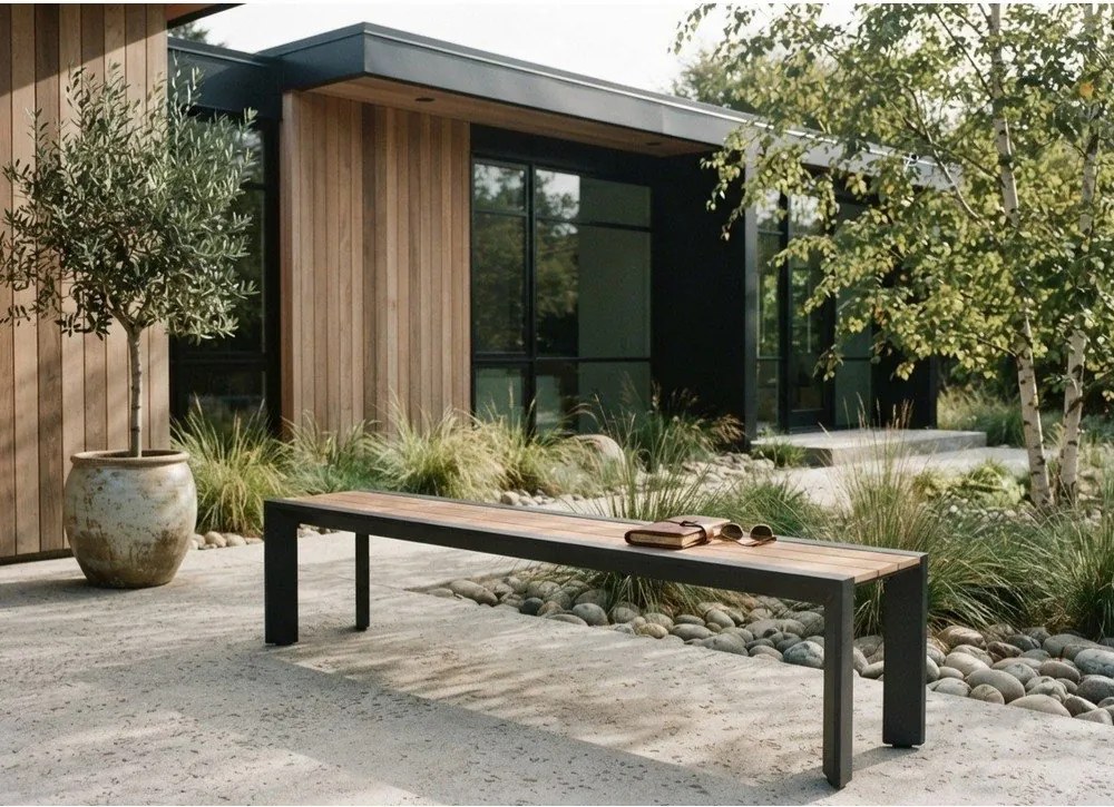 Tmavě šedo-hnědá kovová zahradní lavice Silea – Garden Pleasure