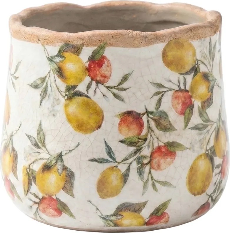 Keramický obal na květináč s citróny Lemon Grove S - Ø 11*10 cm