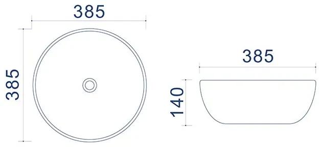 Deskové keramické umyvadlo UpTrend Sofie UP4003-2-U18 (38,5x38,5 cm)
