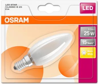 OSRAM LED STAR ClasB 230V 2.5W 827 E14 / 250lm / 2700K / 15000h / noDIM / A++ / Sklo matný / 1ks (4052899936409)