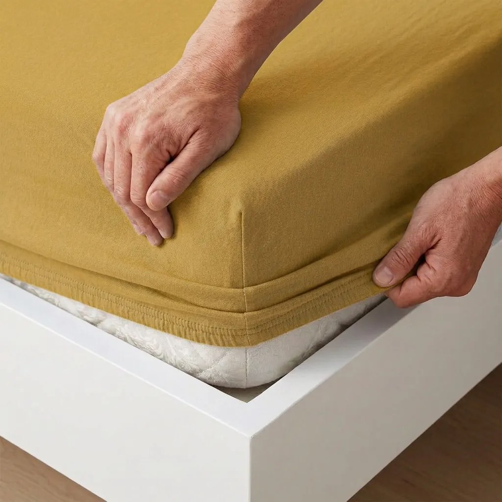 4Home Jersey prostěradlo IDEAL hořčicová, 200–220 x 200 cm, 200–220 x 200 cm